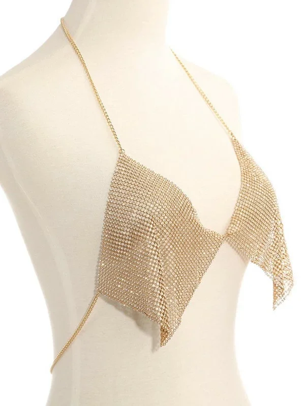 Wholesale Flash Shiny Rhinestone Sequins Body Chain Bra