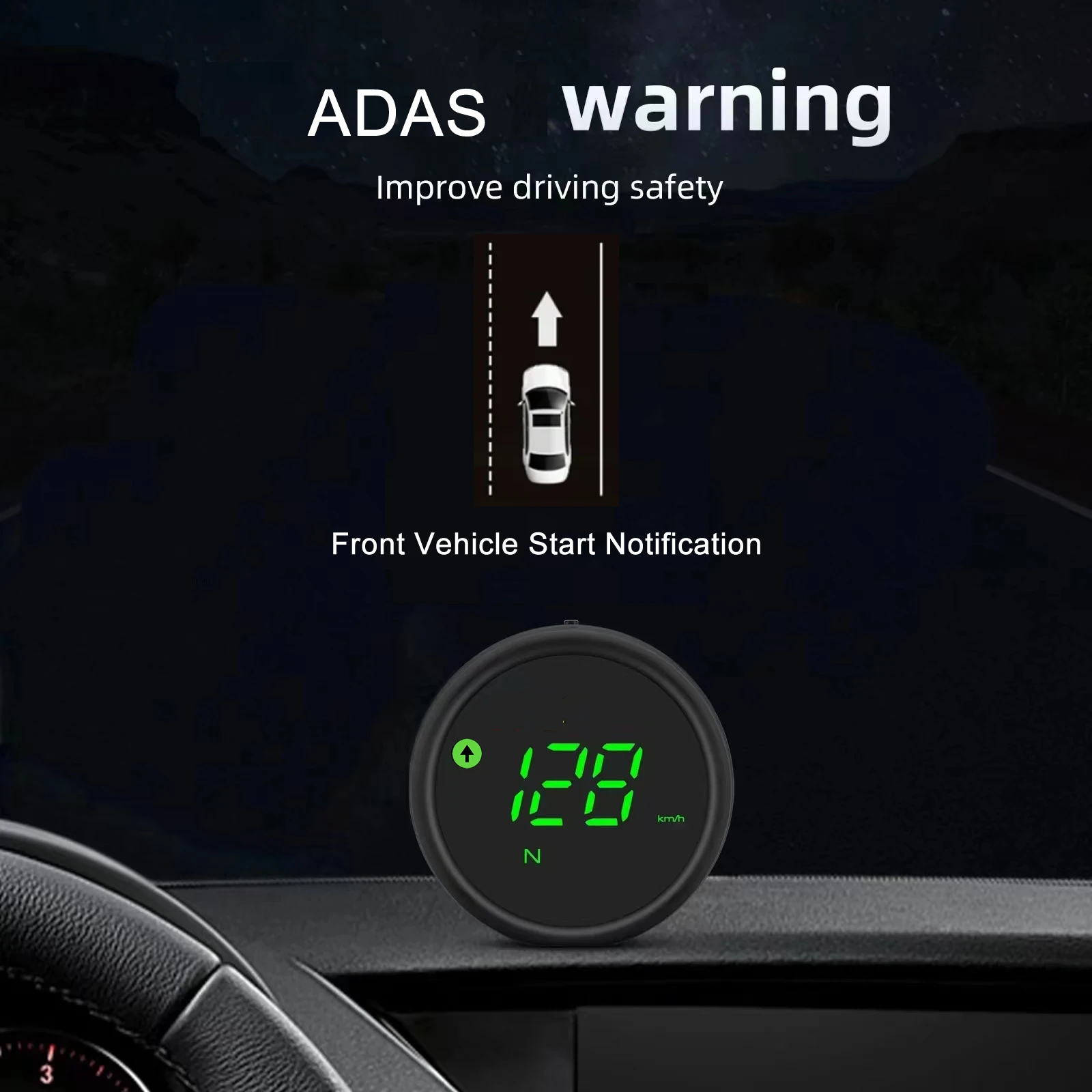 Front Car Start Alarm ADAS Dual Lens 4K Car Camera Dashcam with HUD ...