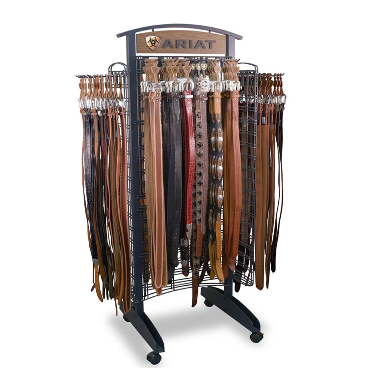 Rotating Belt Display Stand Floor-standing Metal Wood Rack For Shop And ...