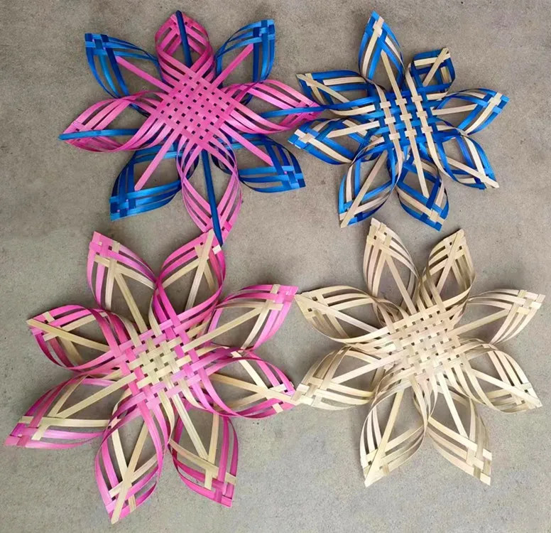 Hand Woven Colorful Bamboo Star Snowflakes Christmas Decoration Wall ...