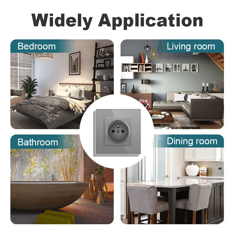 Eu Tempered Glass Panel Light Switch Socket Electric Power