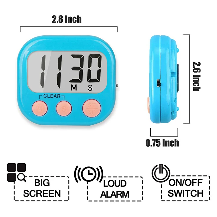 Digital Timer Lcd Screen Countdown Timer Alarm Magnetic Back Stand ...