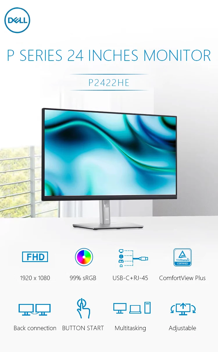 Dell P2422he Usb-c 24 Inch Fhd (1920 X 1080) Monitor,,Ips,,Ultra-thin ...