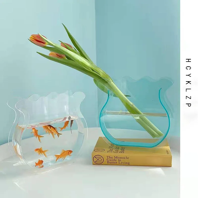 ins transparent acrylic fishtail vase colorful home decorative flower ...