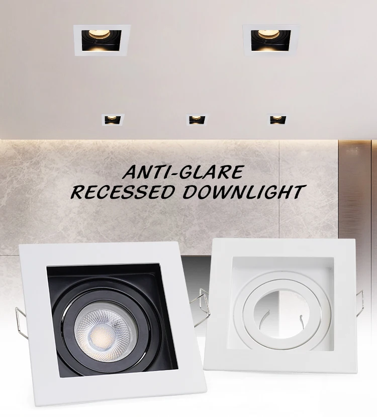 White Black Square Recessed Led Ceiling Light GU10 Led Spot Light ...