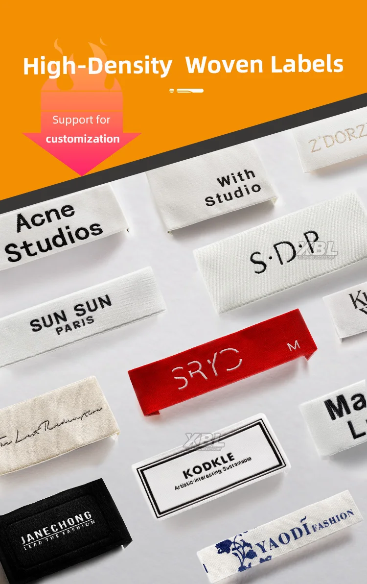 Jeans Knitted Clothing Lable,Recyclable Brand Custom Logo Size Cotton ...