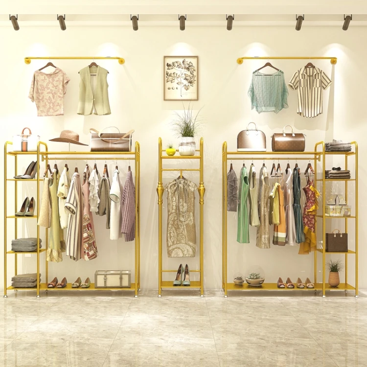 Factory Custom Heavy Duty Clothing Rack Gold Boutique Clothing Rack ...