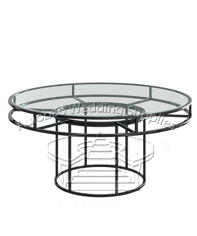 Black Metal Frame Round High Top Glass Dining Restaurant Table and ...