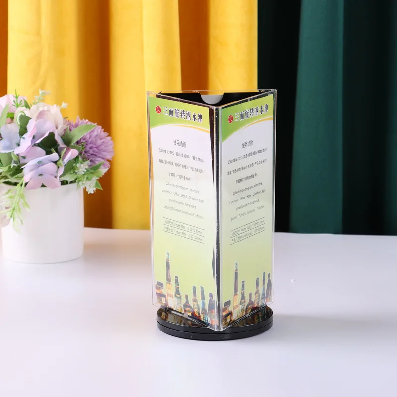 Rotating Desktop Clear Acrylic Triangle Table Stand