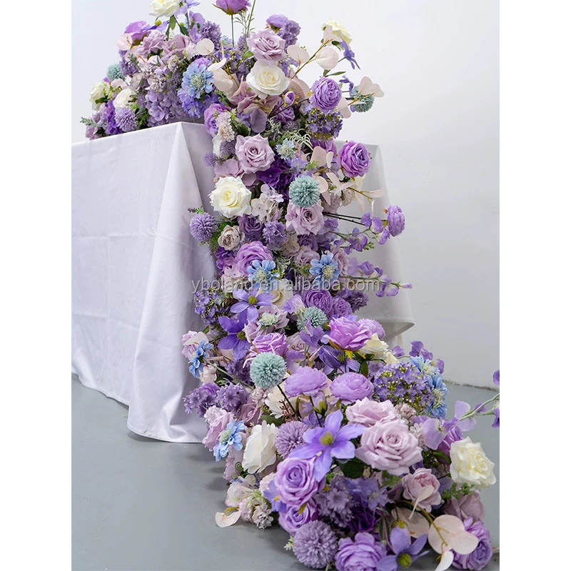 L High Quality Silk Faux Rose Flowers Runners for Weddings