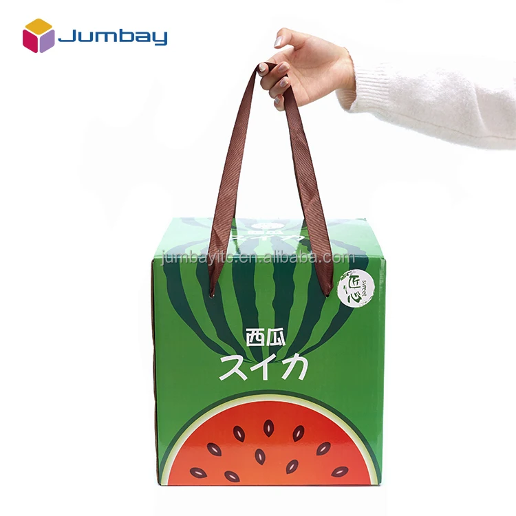 Eco-friendly Corrugated Board Square Watermelon Fruit Gift Box With ...