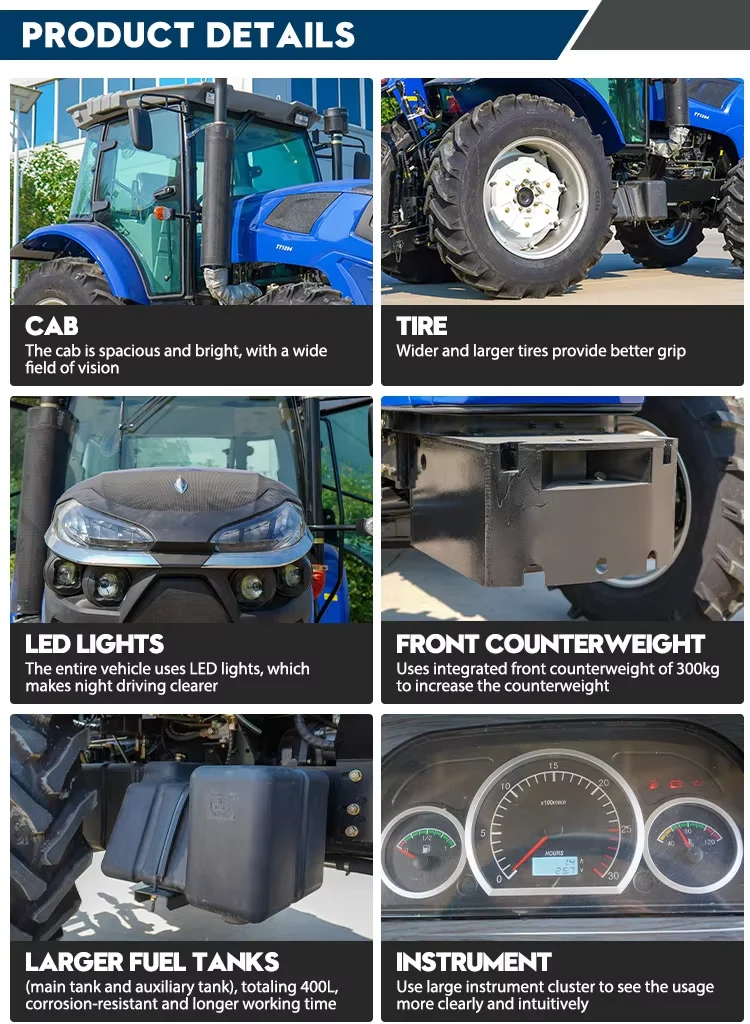 Multifunctional 4X4 Wheel 4WD Tractor with Front Loader