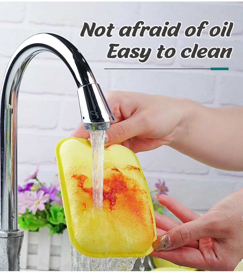 Square Colorful Silk Double Sided Sponge Wipe Kitchen Dishwashing ...