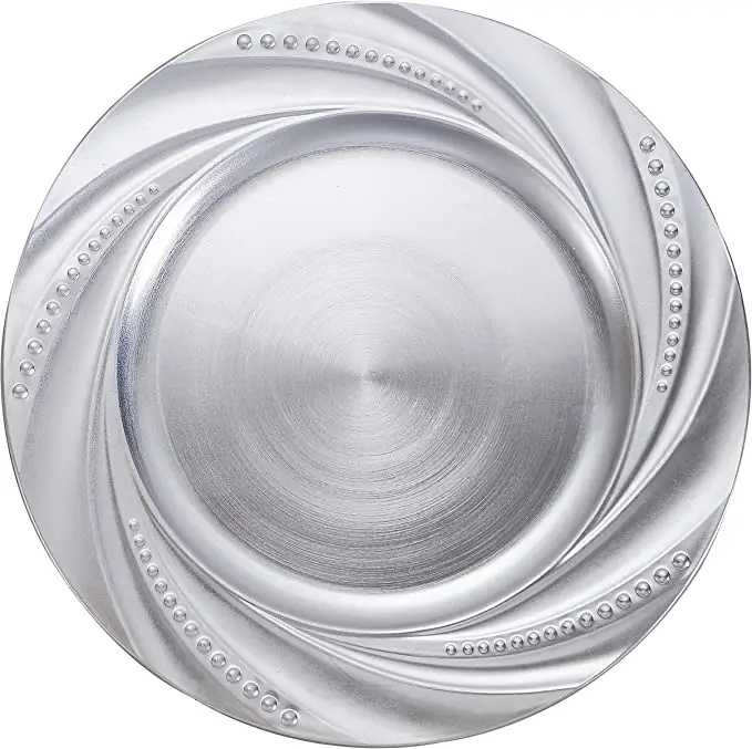 13 Inch Sliver Round Emboss Table Dinner Plate Cake Plastic Charger ...