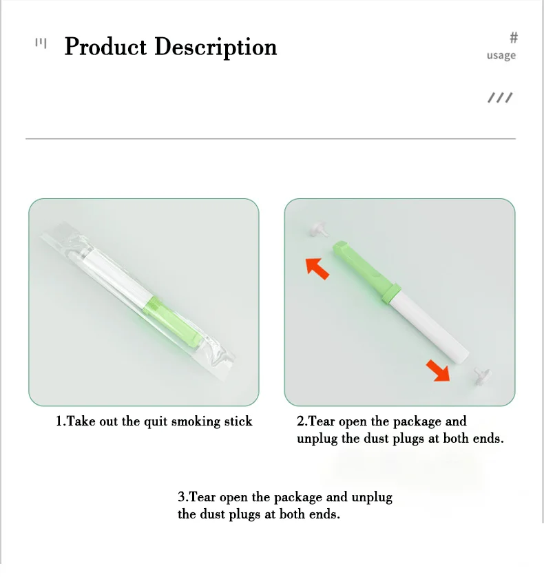 Custom Disposable Aromatic Vaporless Flavored Air Quit Smoking Stick