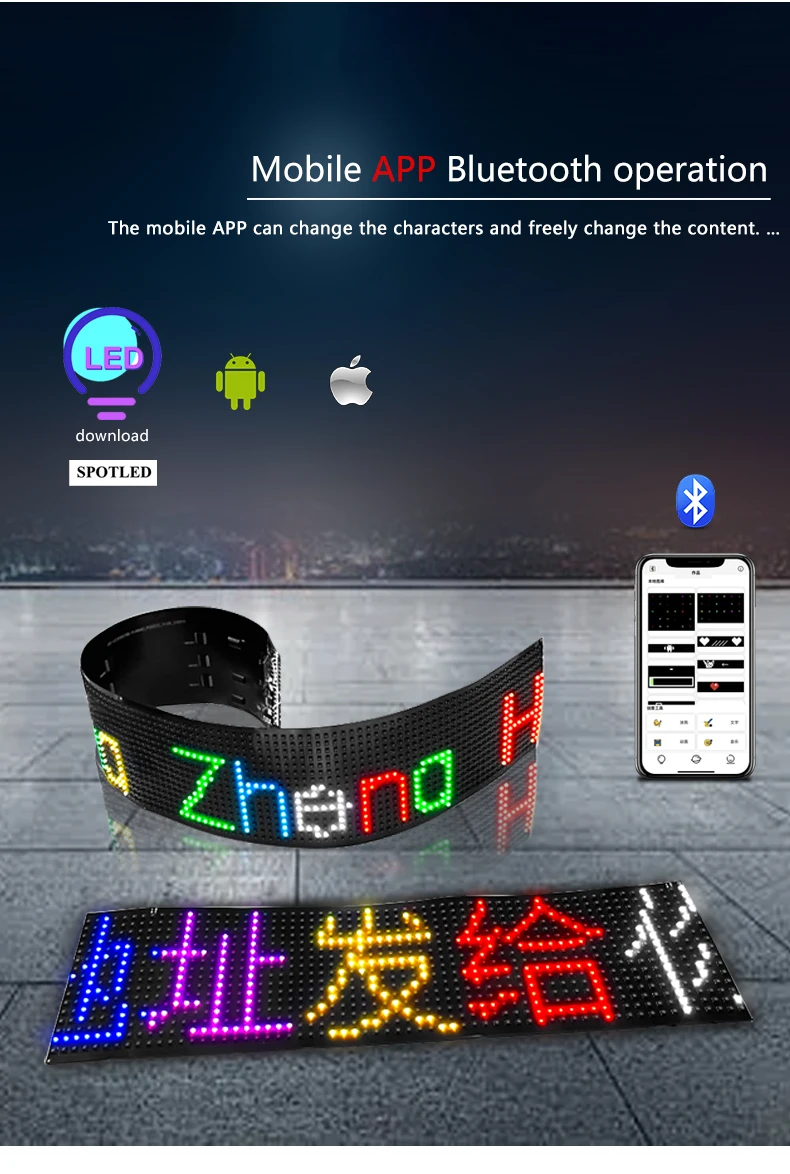 Smart App Control Flexible Led Screen Scrolling Message Pattern