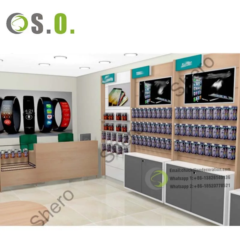 Modern Mobile Phone Shop Interior Design Electronic Display Stand Table ...