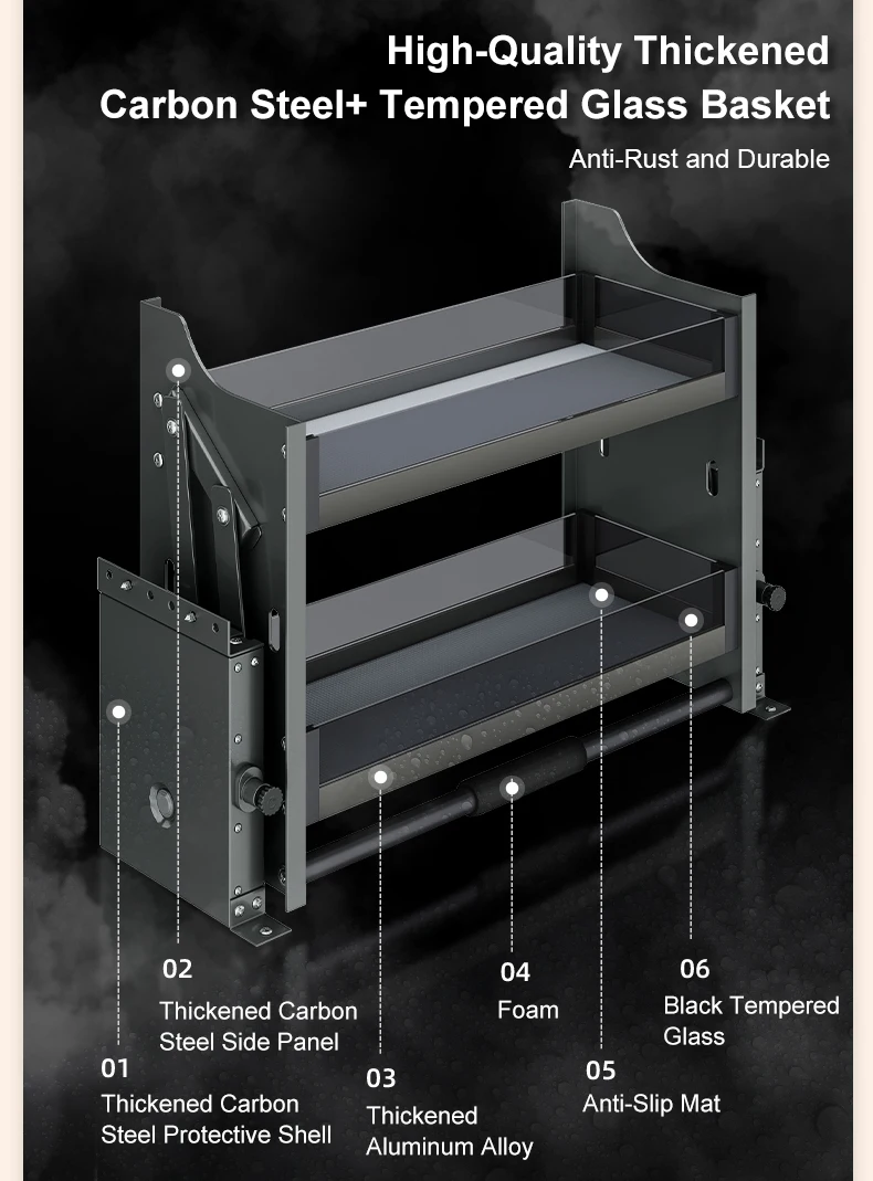 HNOSS Kitchen Cabinet - Pull down Shelf Crystal Elevator Basket