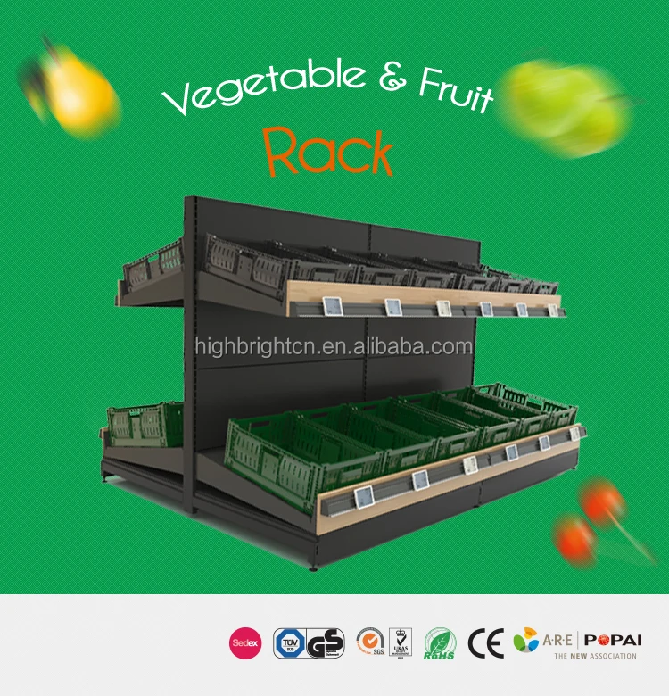 Heavy Duty Fruit & Vegetable Display Shelves for Supermarkets