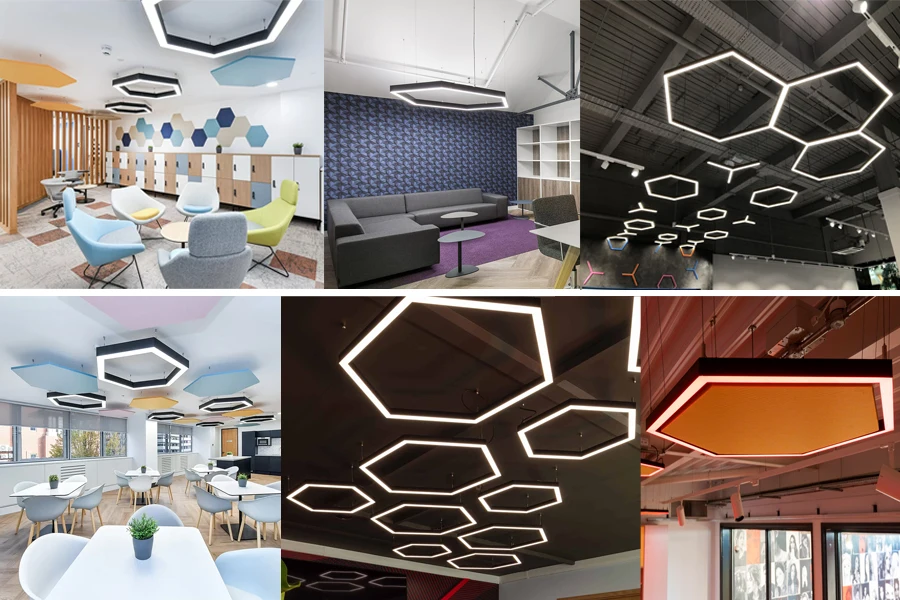 Direct Indirect Lighting Suspended Led Hexagonal Ceiling Light With ...