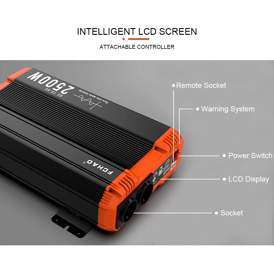 FCHAO CE Solar Car Inverter 2500W Rated Power Pure Sine Wave Inverter ...