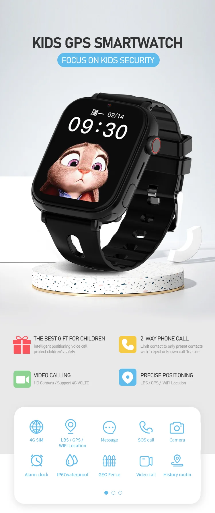 1.85inch Touch Screen Children Smartwatch with GPS & Video Call
