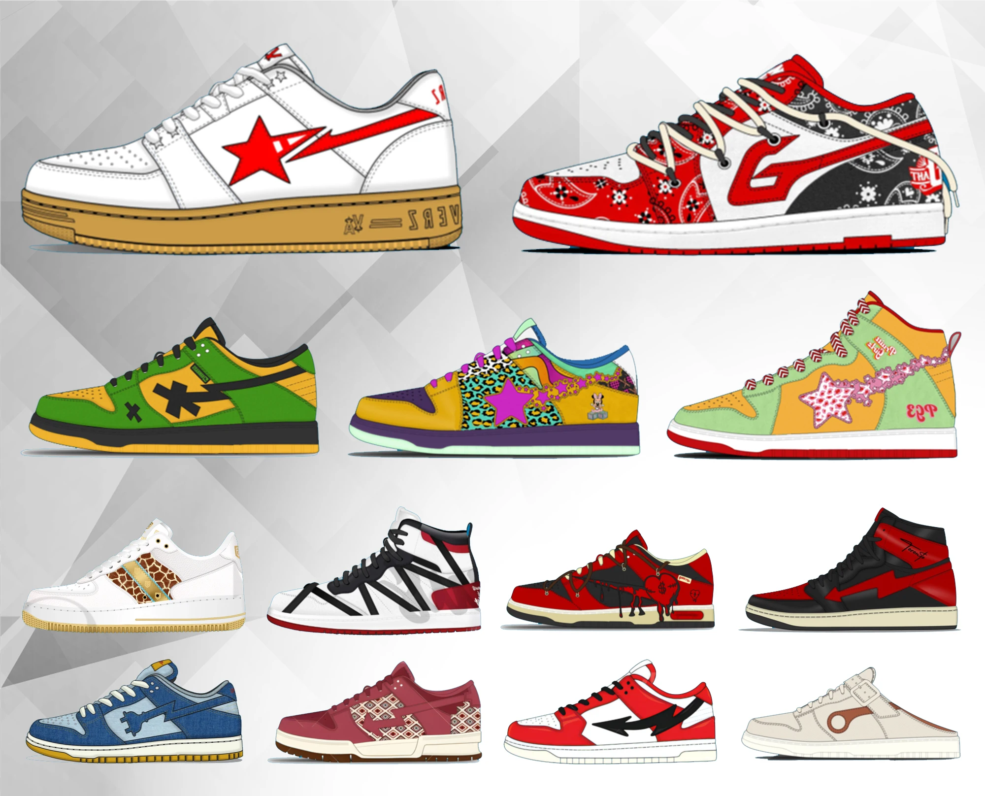 Sneakers,Y2k Unisex Retro Low Top Basketball Style Fakeed Original ...