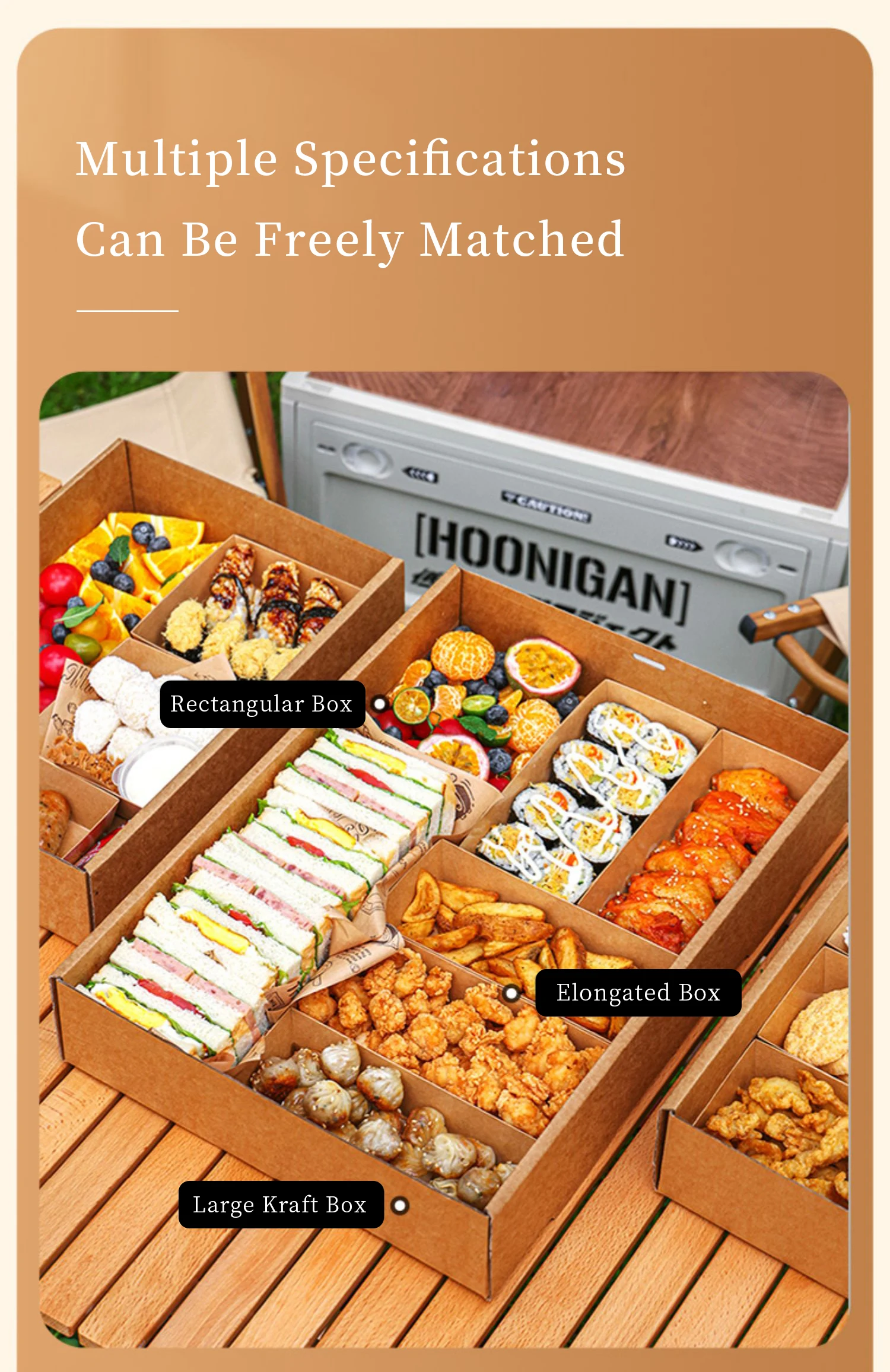 Outdoor Camping Picnic Lunch Packaging Box Corrugated Kraft Paper ...