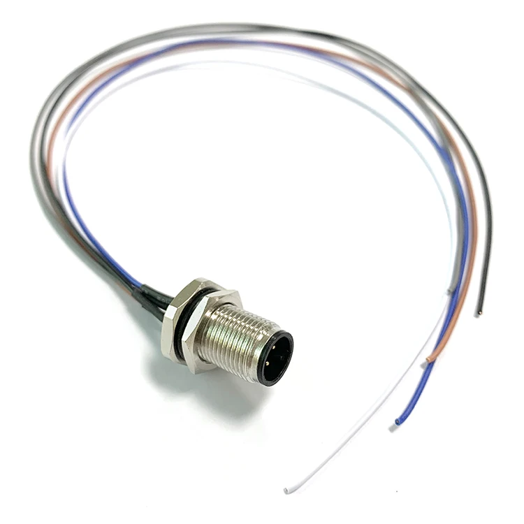 Cable Assembly Front Panel Mount M12 5 Position Plug Male Pins