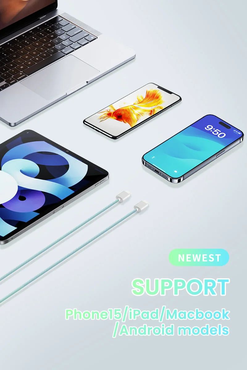 2023 New for IPhone15 C to C Cable Braided Cable USB-C to USB-C 60W Fast Charging for IPhone15 ...