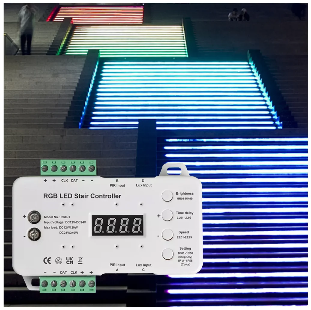 Led Rgb Strip Stair Lighting Controller Dc12v-24v Smd5050 Strip Power ...