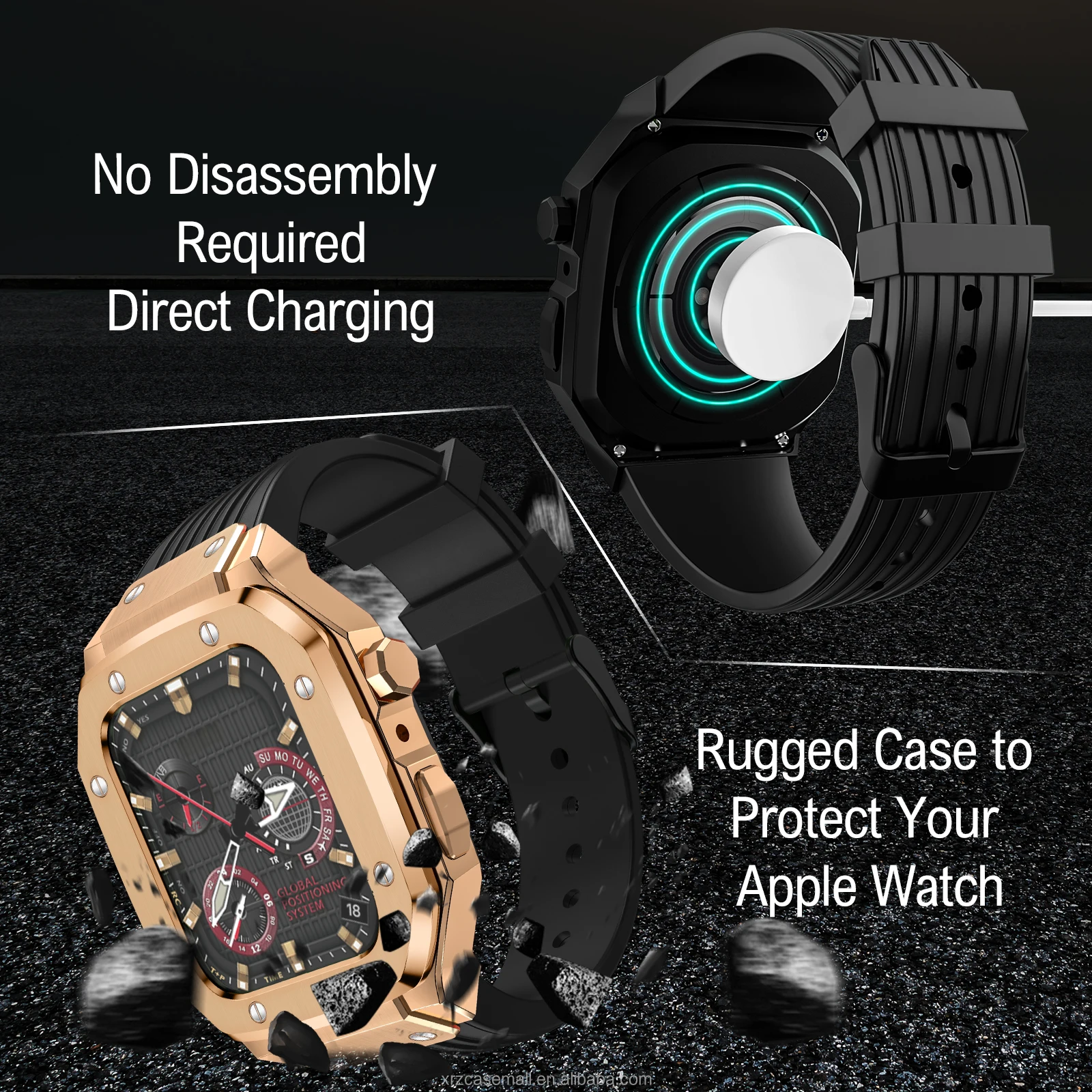 Luxury Stainless Steel Metal Cover Silicone Carbon Watch Bands Ultra ...