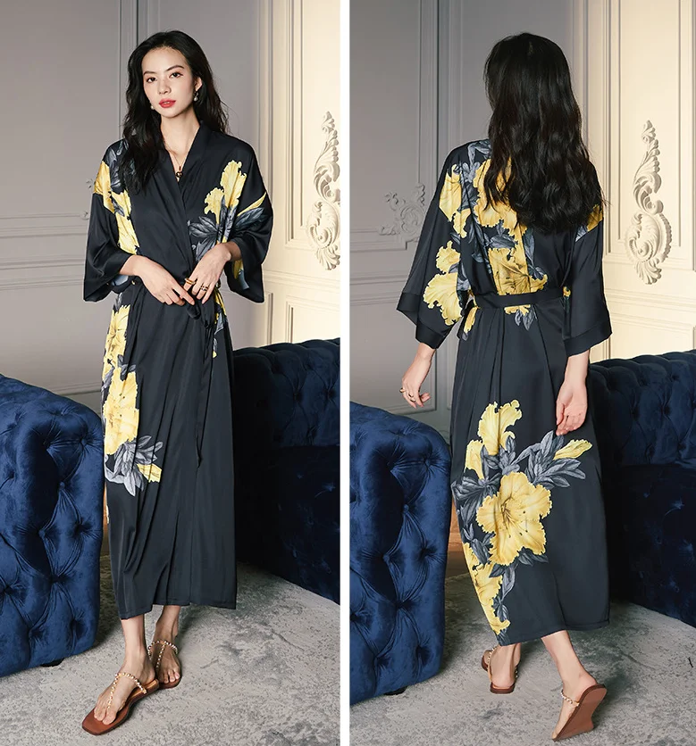 Kimono Robe Long Floral Bridesmaid Wedding Bachelorette Party Robe ...