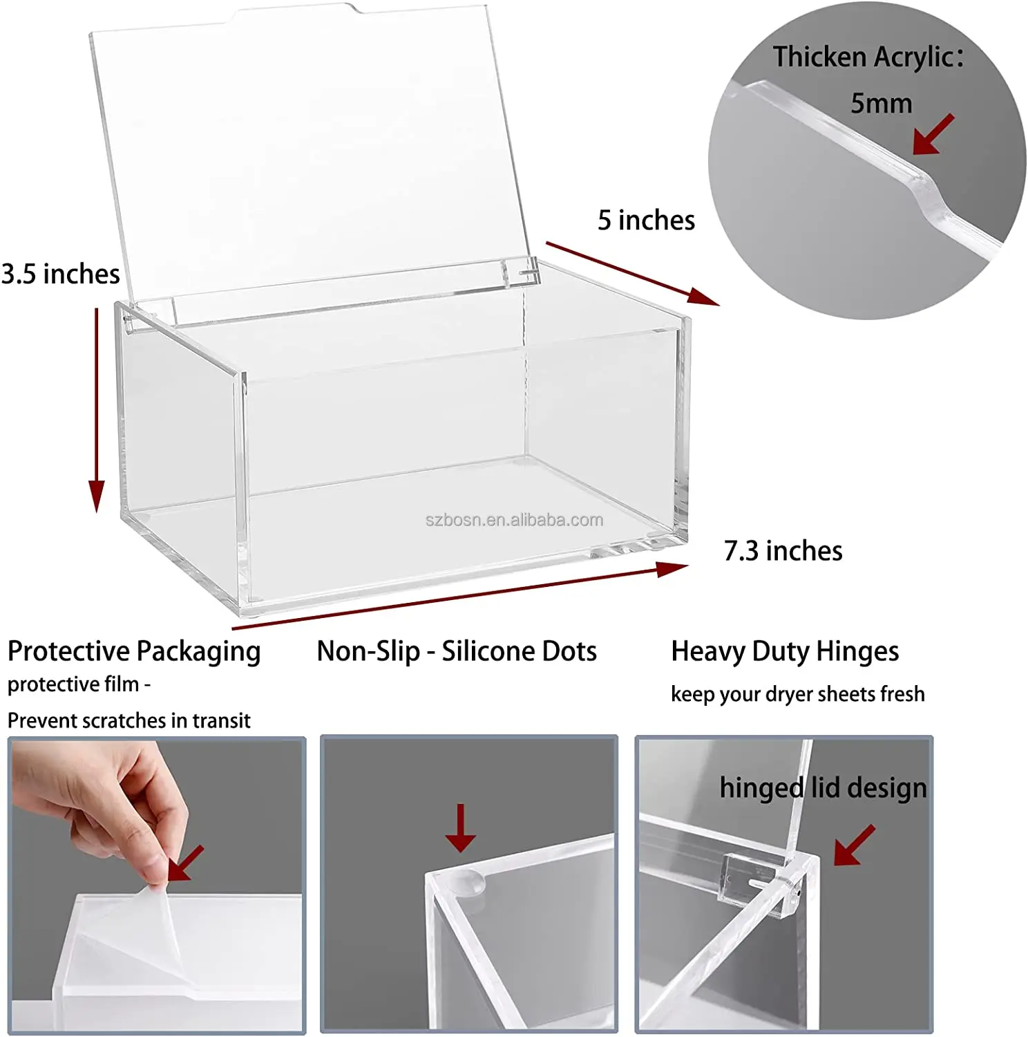 Clear Acrylic Dryer Sheet Dispenser With Lid For Laundry Room Decor ...
