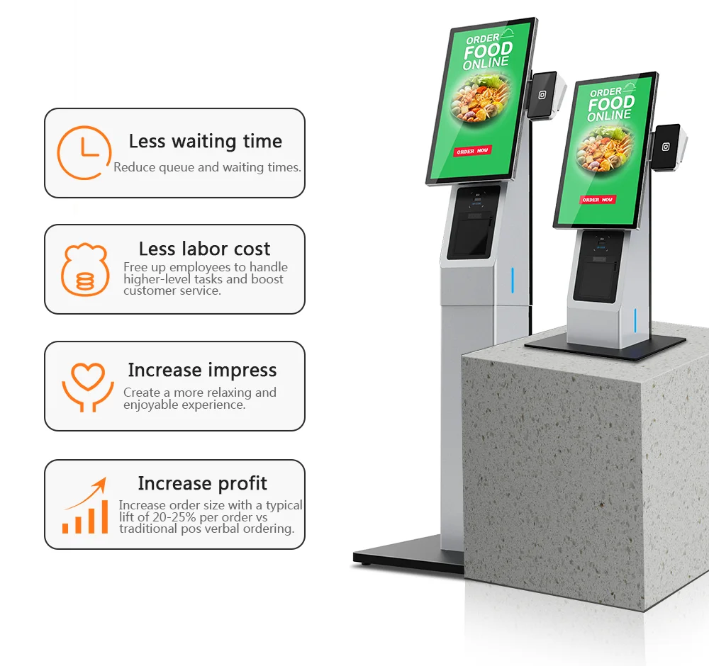 Capacitive Multi-point Touch Screen Intelligent Terminal Kiosk Self Ordering Kiosk In Restaurant ...