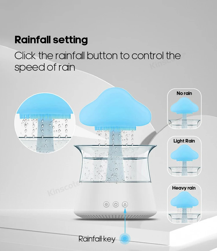 Rain Cloud Humidifier - Adjustable Water Flow & 7 Color Lights