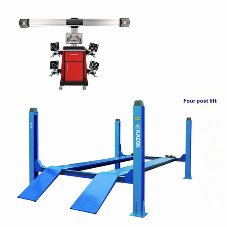 4 Post Car Lift - Hydraulic Lifting with 3D Wheel Aligner