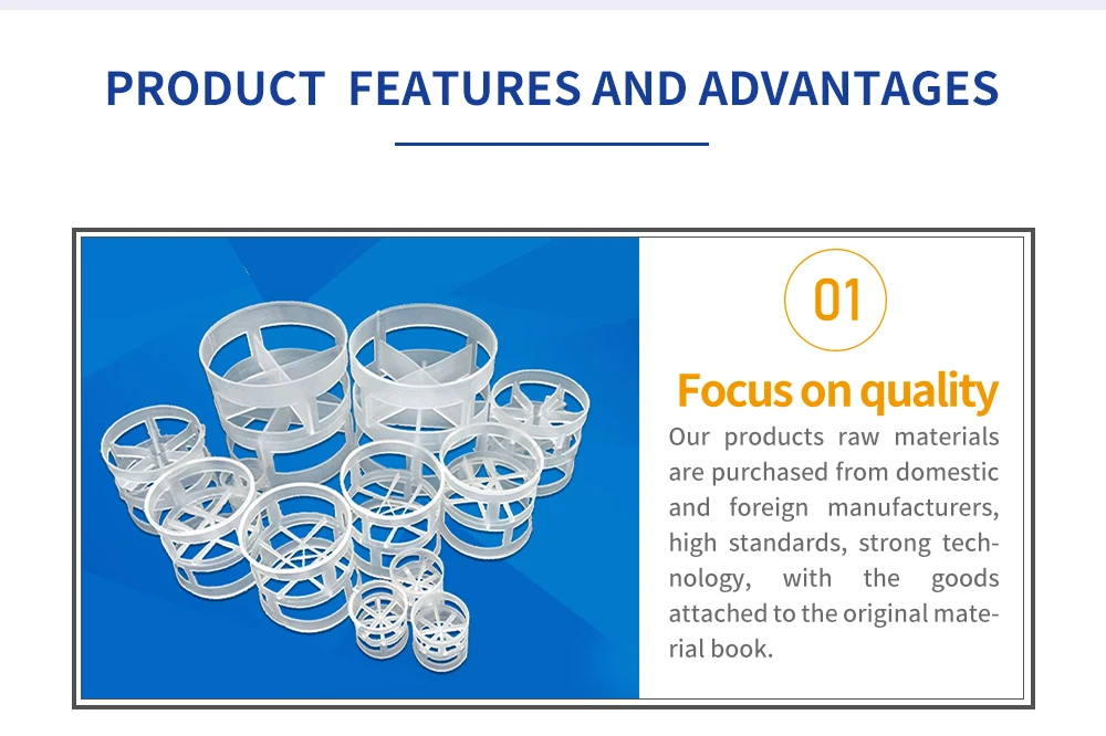 Wojun High Quality 16-100mm Pp Pall Ring Tower Packing Plastic Random ...