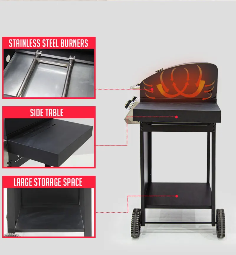 Modern Style Outdoor Stainless Steel Trolley Black Liquid Propane Gas ...