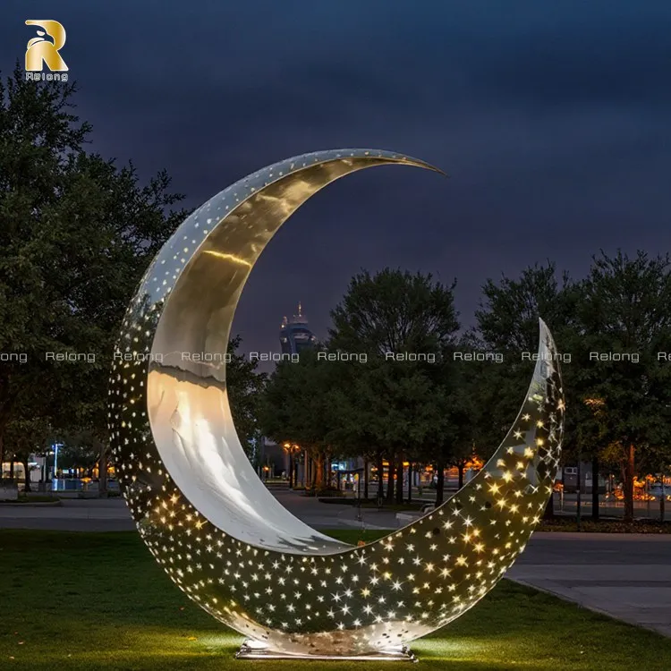Outdoor Stainless Steel Moon Sculpture for Sale