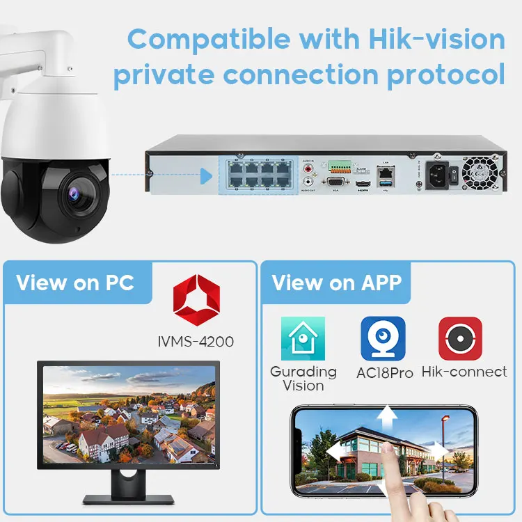 Hik Compatible Outdoor Ip Security Surveillance 4k 8mp Speed Dome Auto ...