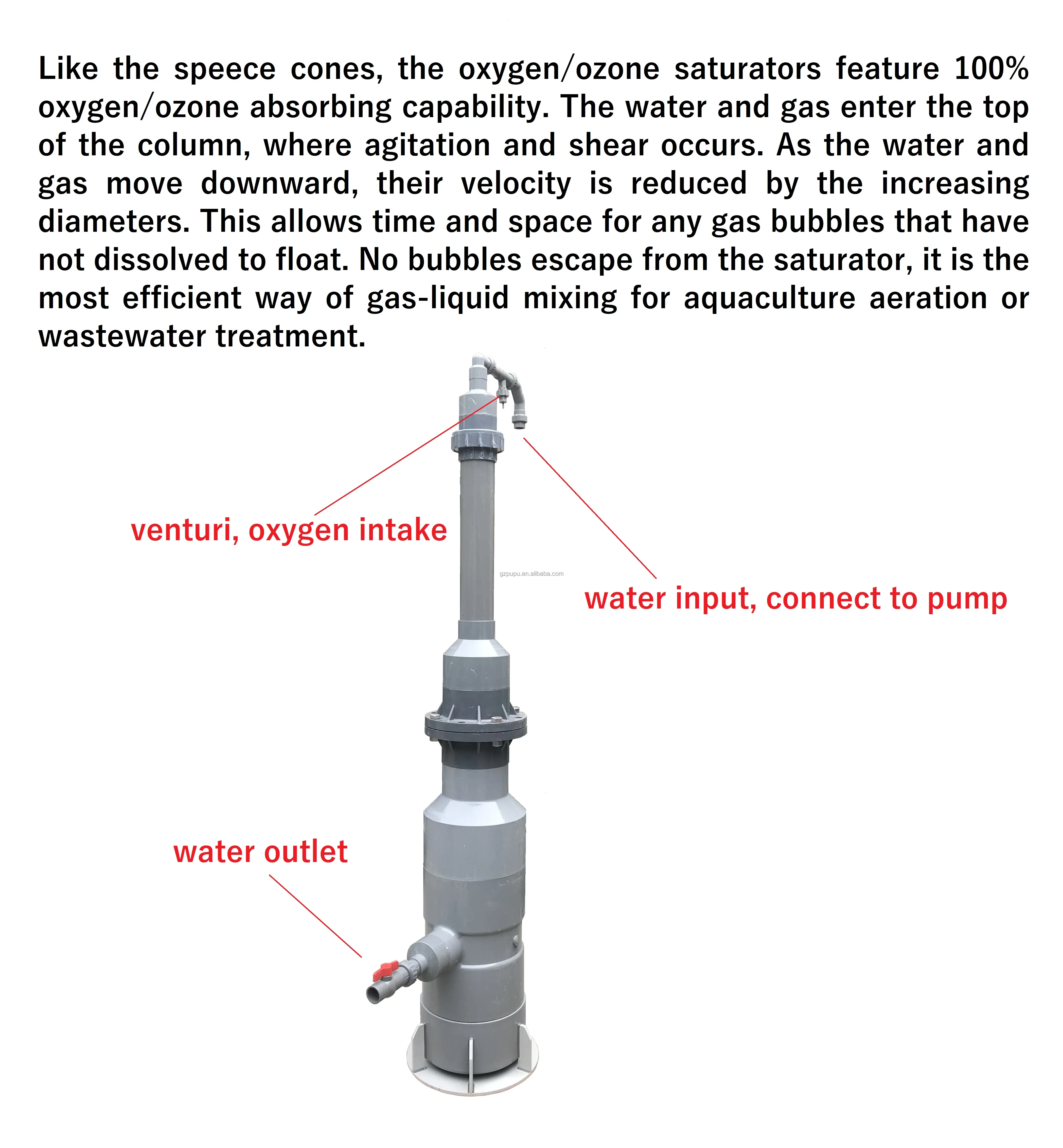 Oxygen Cone for Intensive Aquaculture System Indoor Fish Farming Fish Tank