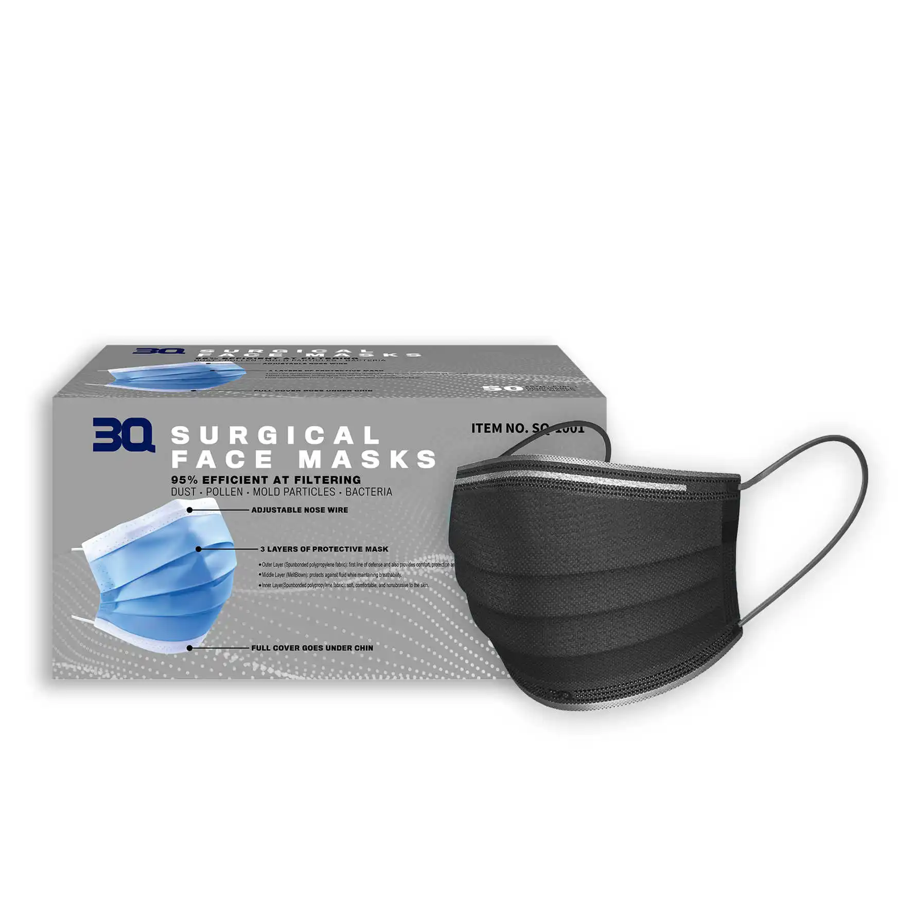3Q Sanqi Black Masker - 98% Filter Efficiency & 3-Year Shelf Life