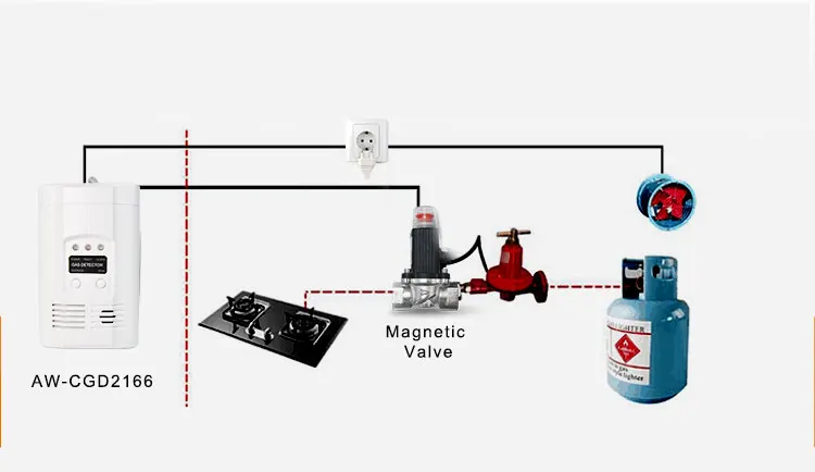 Factory Wall Mounted 12V/220V LPG Gas Leak Detector Price