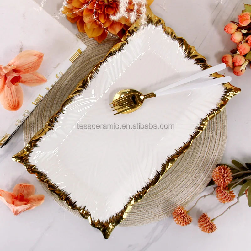 Rcy003plateov High Quality Gold-rimmed Oval Ceramic Appetizer Plate ...