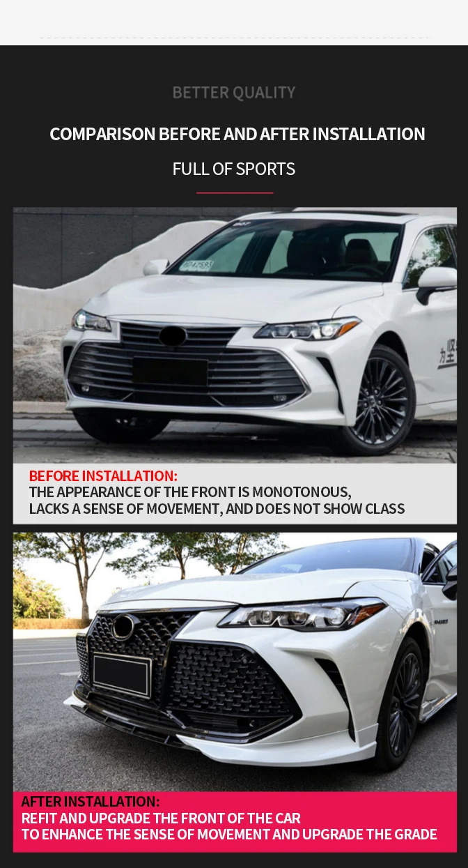 Toyota Avalon 2018-2021 Front Grille Bumper Upgrade Kit