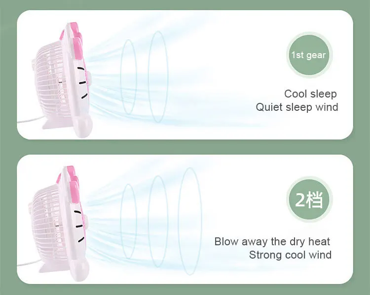 220V AC Control Cartoon Hello Kitty Desk Cooler Fan Gear Box