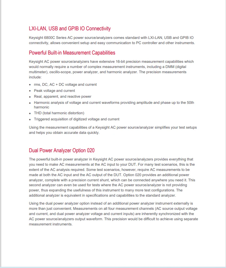 Keysight 6813c Ac Power Source/analyzer Ac Test Built-in Arbitrary ...