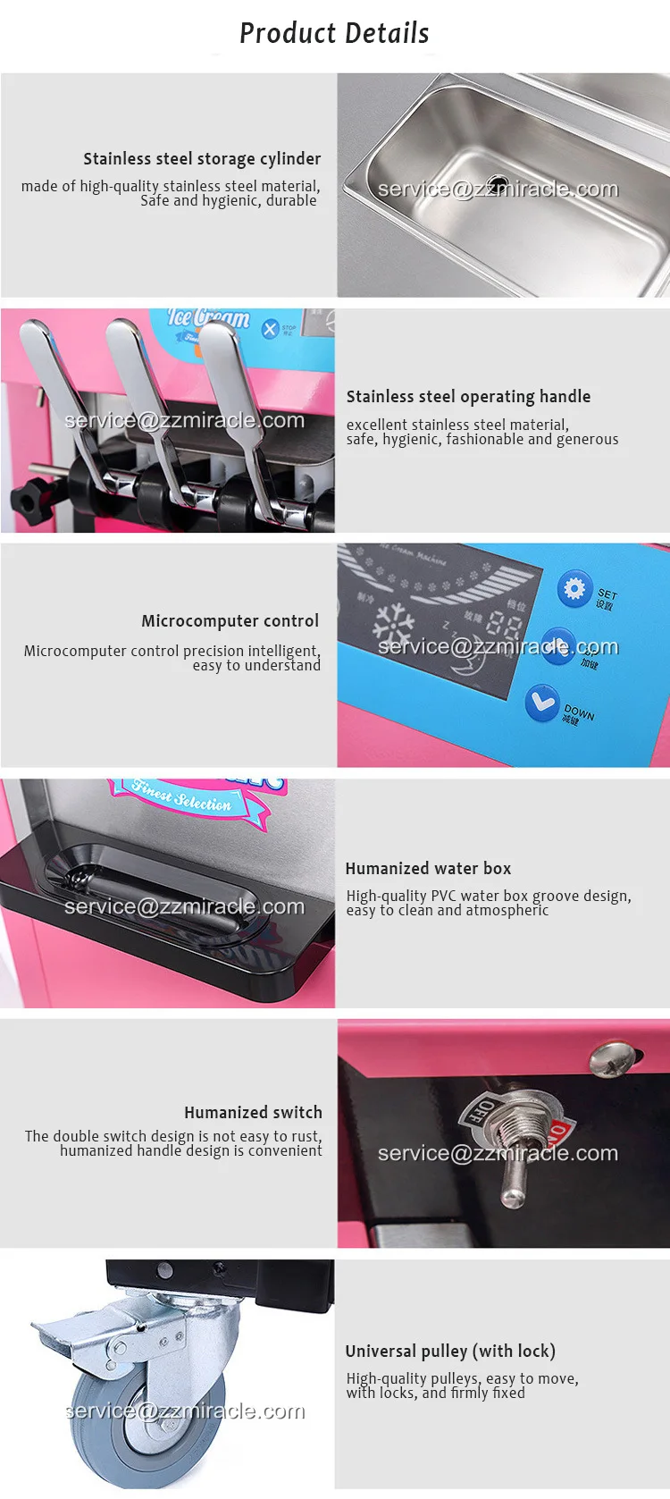 3 Flavors Small Scale Desktop Ice Cream Machine Electric Automatic Mini ...