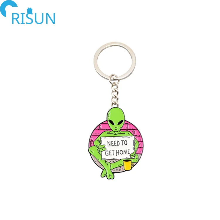 Wholesale Cool Alien Hatted Up Enamel Keychain Custom Logo Alien Cowboy ...